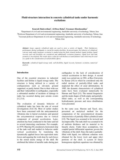 Fluid Structure Interaction In Concrete Cylindrical Tanks Under