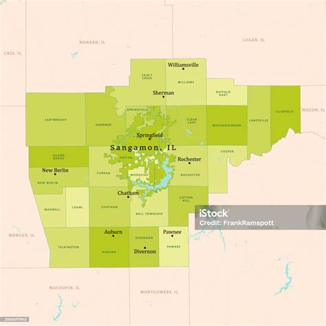 Il Sangamon County Vector Map Green Stock Illustration Download Image Now Sangamon County