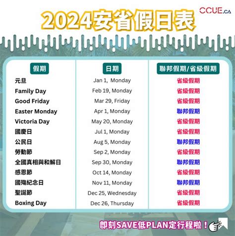 【2024公眾假期】一圖看清2024安省請假攻略 請5日放12日連假去旅行！ 事事如意生活網站