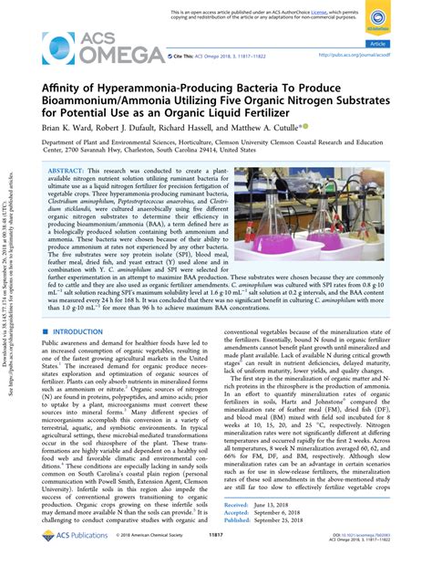 Pdf Affinity Of Hyperammonia Producing Bacteria To Produce Bioammoniumammonia Utilizing Five