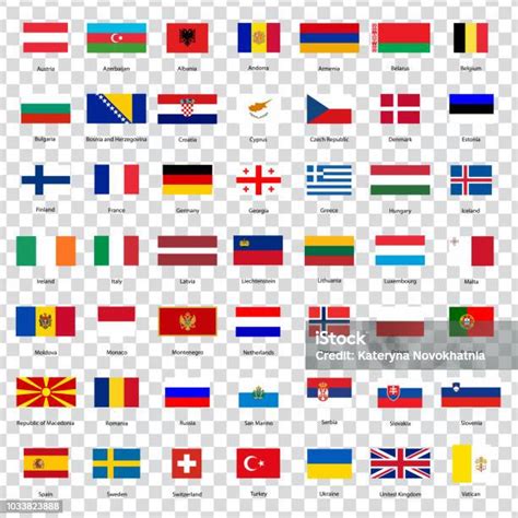 Стокова ілюстрація Всі Прапори Країн Європейського Союзу Список Всіх Прапорів Європейських Країн