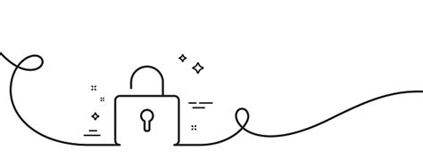 Lock Line Icon Private Locker Sign Continuous Line With Curl Vector Stock Illustration