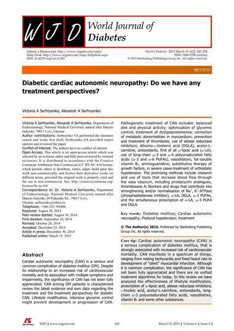 Pdf Diabetic Cardiac Autonomic Neuropathy Do We Have Any Treatment Perspectives