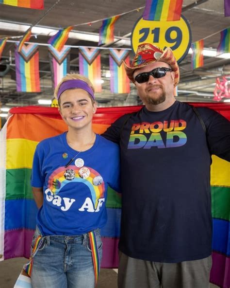 Out Proud Dad With His Gay Son — Love Support And Pride Standing