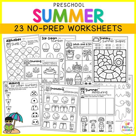 20 Summer Worksheets For Preschool Fun With Mama