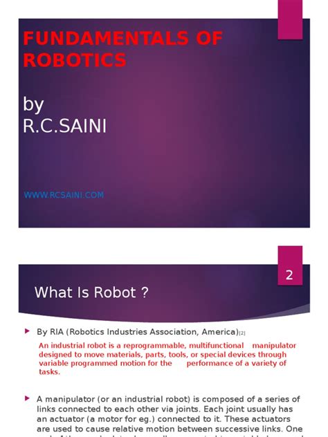 Fundamentals Of Robotics Pdf Robot Robotics