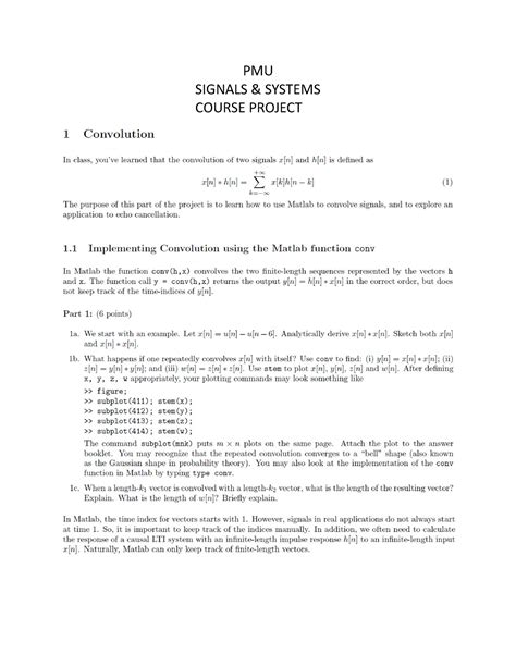 Signals And Systems Project Science Technology Engineering And Mathematics Pmu Signals