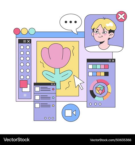 Digital Design Process Concept Flat Royalty Free Vector