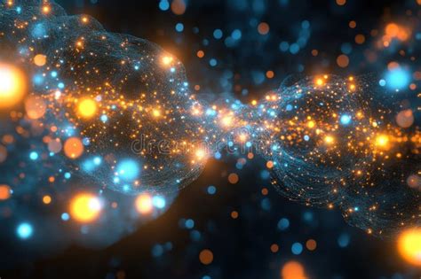 Beautiful Representation Of Abstract Cosmic Particles Glowing In Space