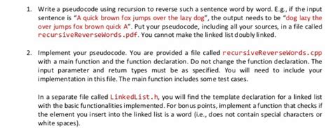 1 Write A Pseudocode Using Recursion To Reverse Such