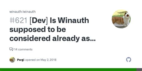Dev Is Winauth Supposed To Be Considered Already As Abandonware Issue Winauth