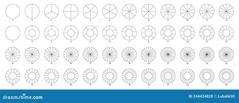 Segment Slice Line Art Pie Chart Icon Wheel Round Diagram Part Circle Section Graph Stock