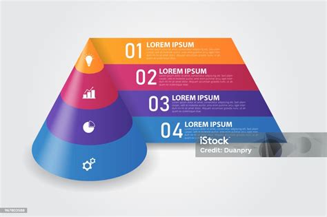 비즈니스 교육 웹 디자인 배너 브로셔 전단지 다이어그램 워크플로 타임 라인에 대 한 3 차원 원뿔 피라미드 Infographic 템플릿 원뿔에 대한 스톡 벡터 아트 및 기타