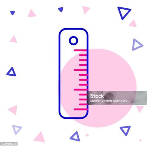 흰색 배경에서 격리된 선 눈금자 아이콘입니다 스트레이트 엣지 기호입니다 다채로운 개요 개념 벡터 일러스트레이션 교육에 대한 스톡