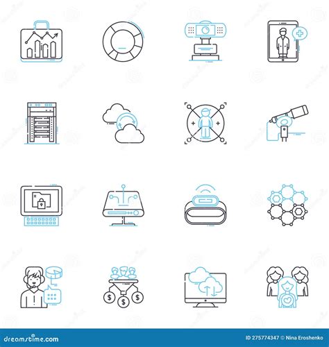 Digital Marketing Linear Icons Set Strategy Analytics Seo Sem Social Content Email Line