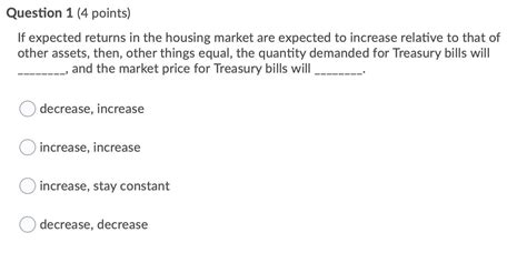 Solved Question Points If Expected Returns In The Chegg Com