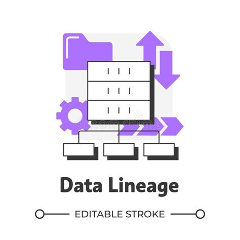 Data Lineage Flat Outline Concept Icon Stock Vector Illustration Of