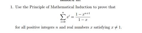 Discrete Mathematics Proof By Induction Sum0nxi1 X N1 1