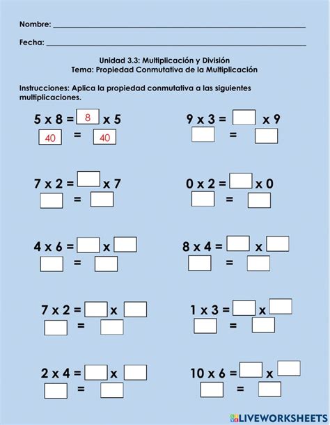 Propiedad Conmutativa De La Multiplicación