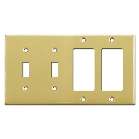 2 Rocker 2 Toggle Wall Switch Plate Polished Brass Kyle Switch Plates