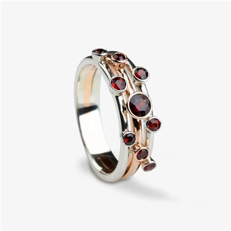 Bespoke Scatter Ring Garnet Ring Veale Fine Jewellery