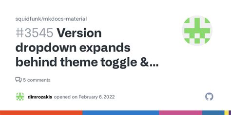 Version Dropdown Expands Behind Theme Toggle And Search Bar · Issue 3545 · Squidfunkmkdocs