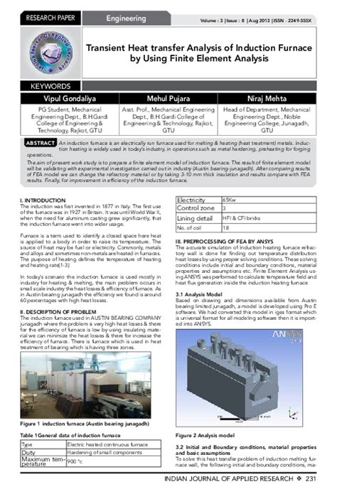 Pdf Transient Heat Transfer Analysis Of Induction Furnace By Using