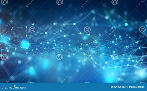 Blurred Data Technology Background In Light Blue Colors Network Of Connected Dots And Lines