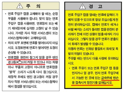 주유를 하고 연료 캡을 닫지 않으면