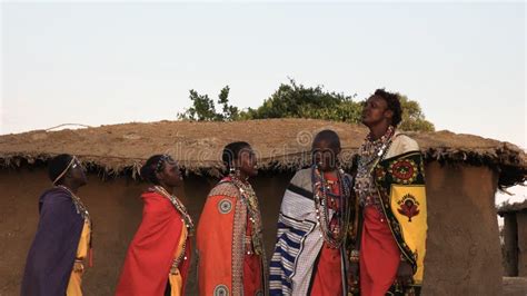 Five Maasai Women Singing And Dancing In A Village Near Maasai Mara