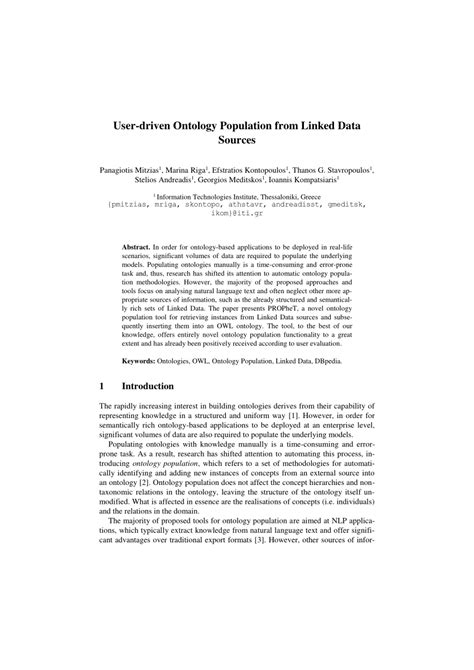 Pdf User Driven Ontology Population From Linked Data Sources