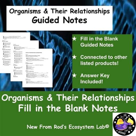 Organisms And Their Relations Fill In The Blank Guided Notes W Answer Key Editable