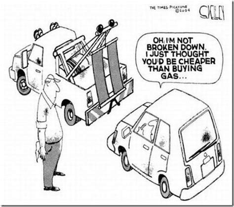 Towing Vs Gas Cartoon Cars Humor Funny Car Humor Towing Humor