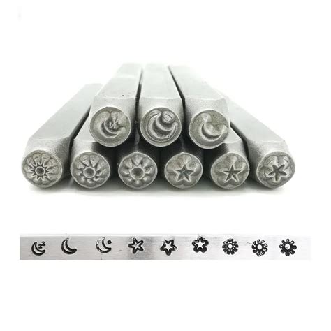 금속 스탬핑 세트 달 시작 태양 패턴 맞춤형 보석 스탬프 가죽 펀칭 키트 엠보싱 실버 알루미늄 팔찌 반지 3mm Aliexpress