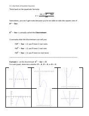 Real Roots Of Quadratic Equations Pdf Real Roots Of Quadratic Equations Think Back