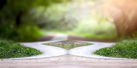 Premium Photo Two Paths Diverge At A Fork In The Road Representing A