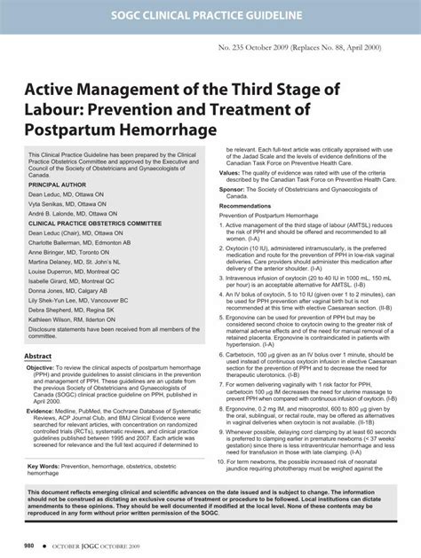Pdf Active Management Of The Third Stage Of Labour Prevention