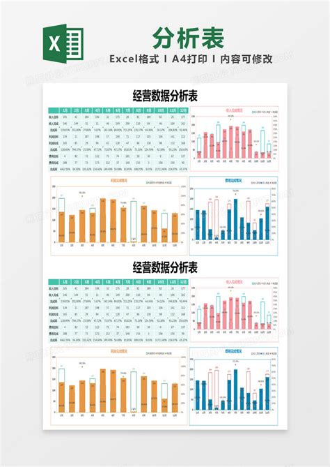 彩色清新经营数据分析表excel模版模板下载数据分析图客巴巴