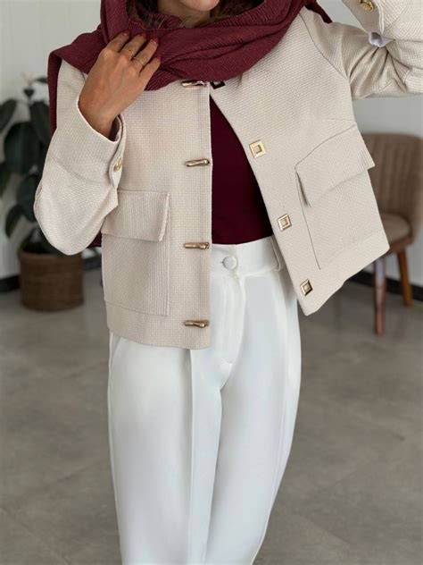 خرید کت پاییزه زنانه آستردار بافت مراکشی