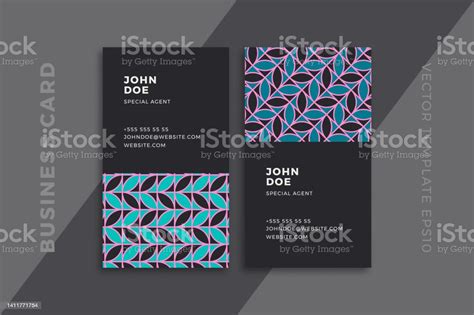 트렌디 한 추상 명함 수직 어두운 템플릿 현대적인 최소한의 기하학적 패턴으로 기업 문구 모형 샘플 텍스트가있는 깨끗하고 간단한
