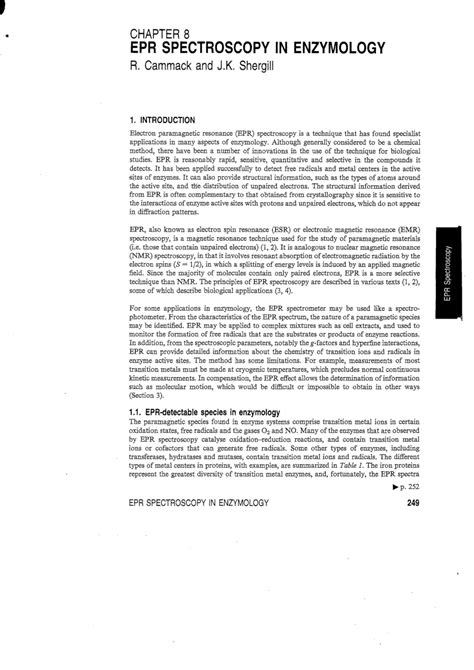 Pdf Epr Spectroscopy In Enzymology