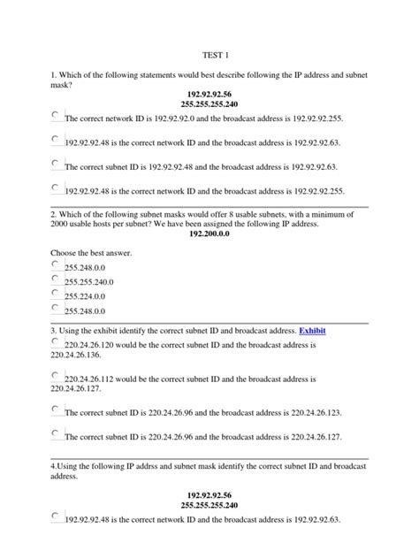Question Sub Netting Pdf Ip Address Communications Protocols
