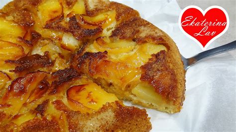 Яблочный пирог на сковороде который тает во рту Быстрая шарлотка с яблоками Простой рецепт