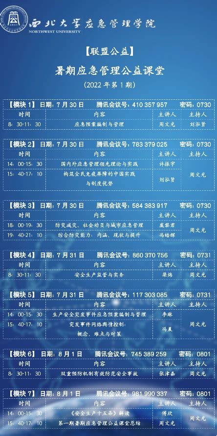 联盟公益2022年第一期暑期应急管理公益课堂圆满结束 西北大学公共管理学院