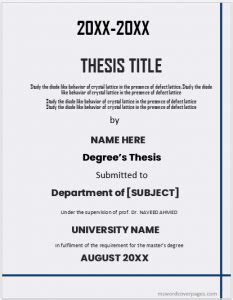 10 Best Dissertation Cover Page Samples For 20XX Download
