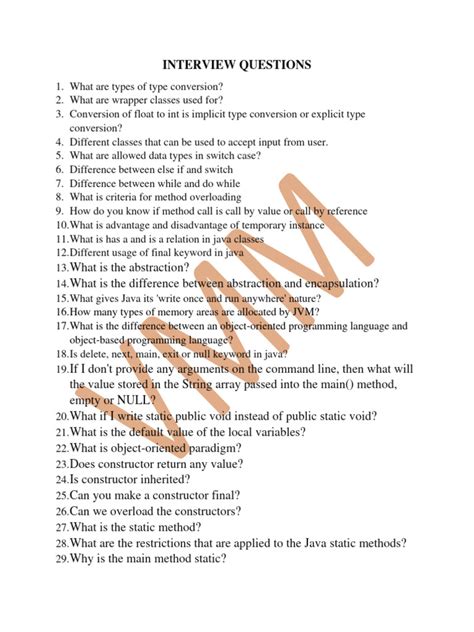 Java Interview Questions List Pdf Method Computer Programming Class Computer Programming
