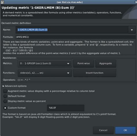 Derived Metrics Created By Hpcprof Shouldnt Be Editable 213 · Issues · Hpctoolkit