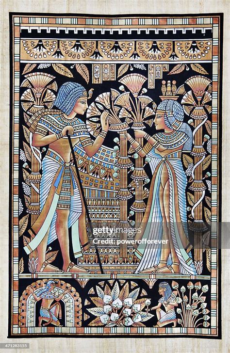 Papyrus Depicting Tutankhamun And His Wife Ankhesenamun High Res Vector
