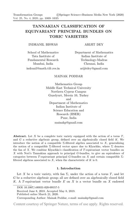 Tannakian Classification Of Equivariant Principal Bundles On Toric Varieties Request Pdf