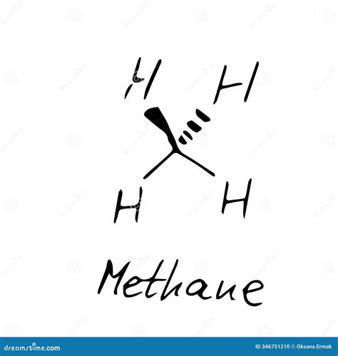 methane molecule formula hand drawn imitation of methane structural